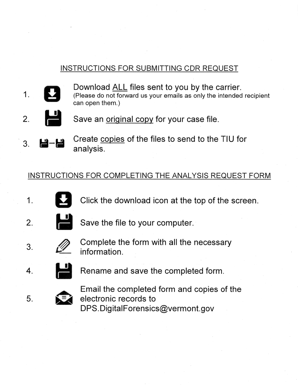 Vermont Call Detail Records Mapping and Analysis Request Form - Fill ...