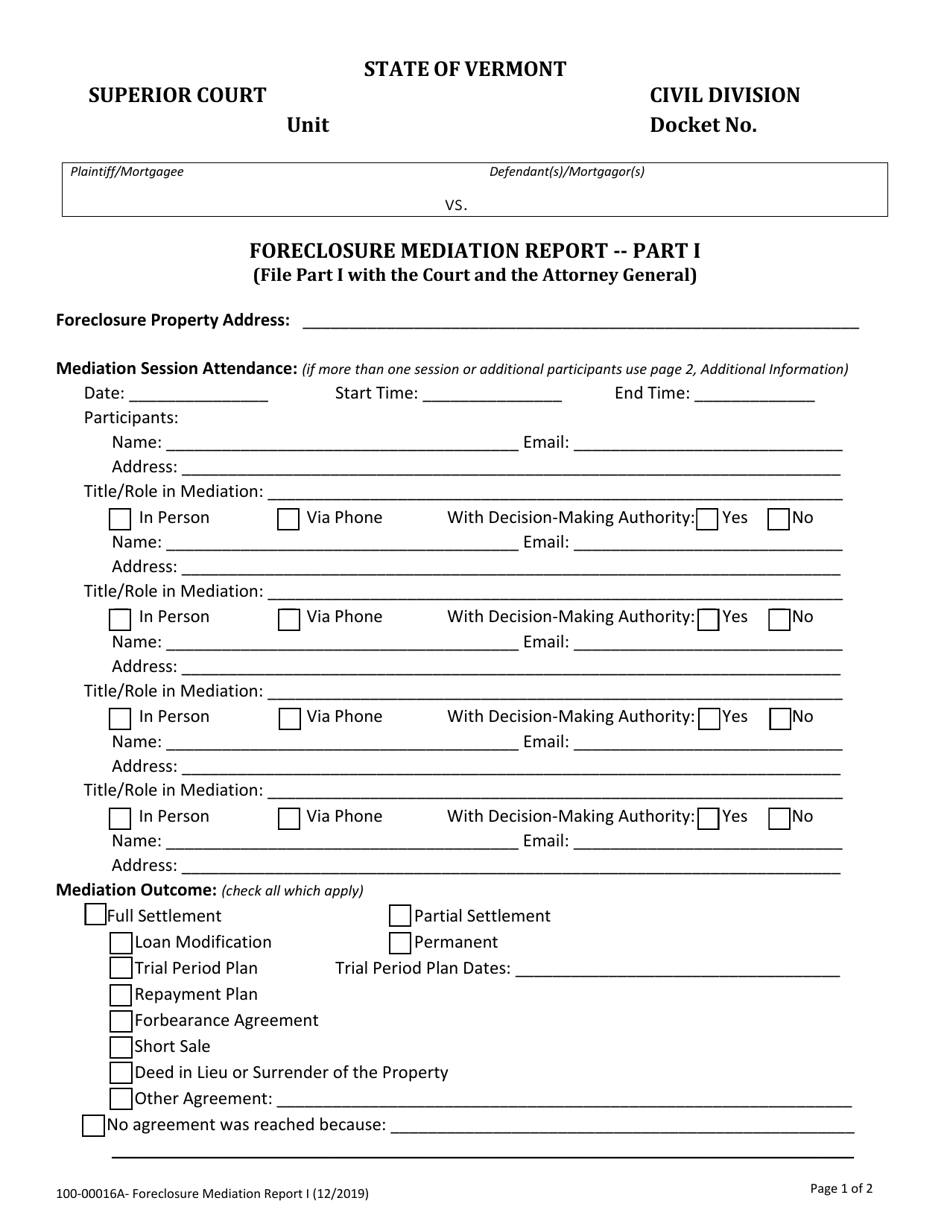 Form 100-00016A Part I - Fill Out, Sign Online and Download Fillable ...