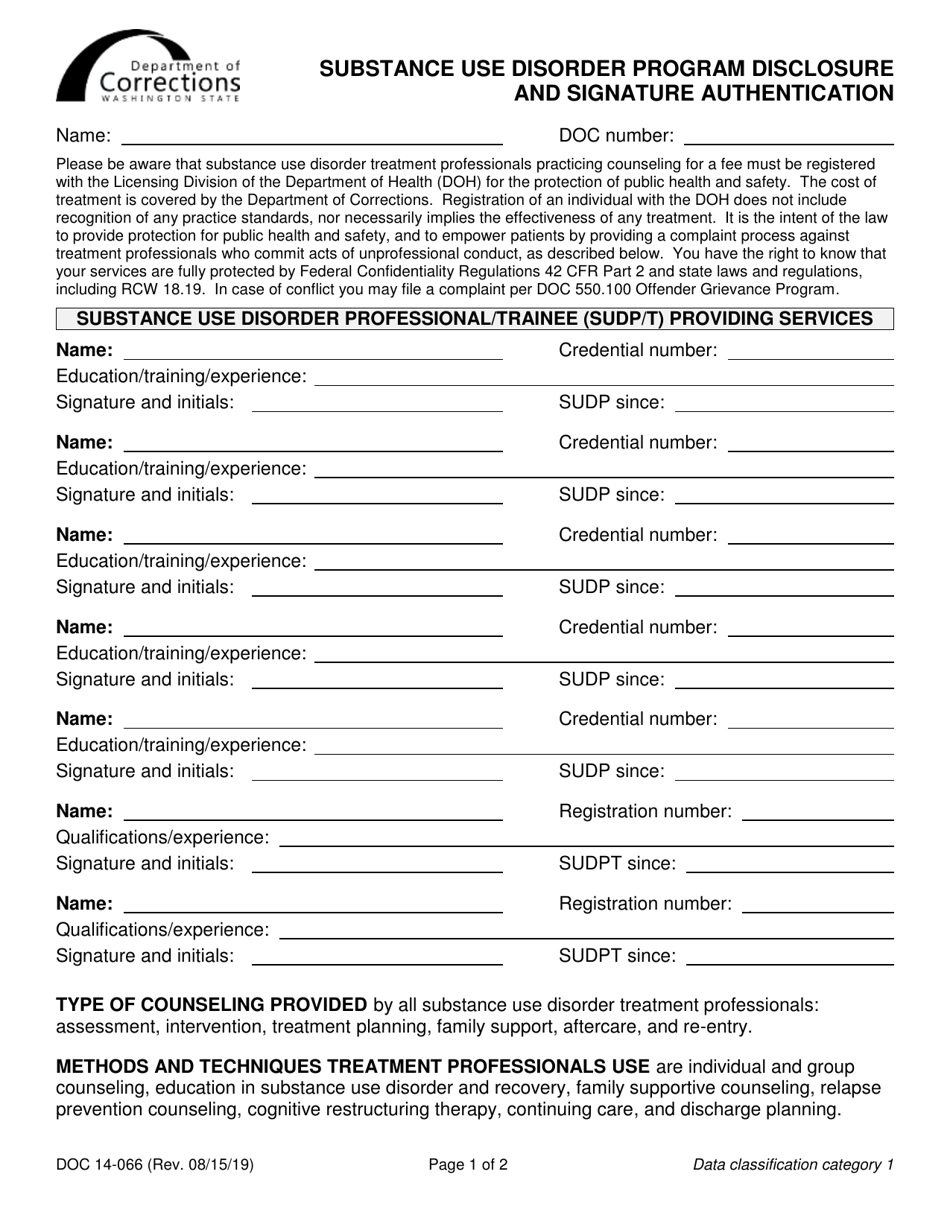 Form DOC14-066 - Fill Out, Sign Online and Download Printable PDF ...