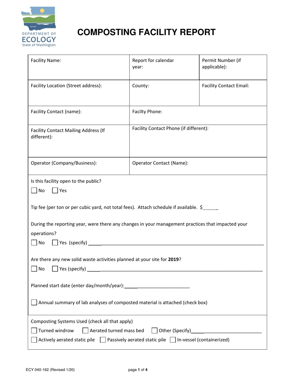 ECY Form 040-162 - Fill Out, Sign Online and Download Fillable PDF, Washington | Templateroller