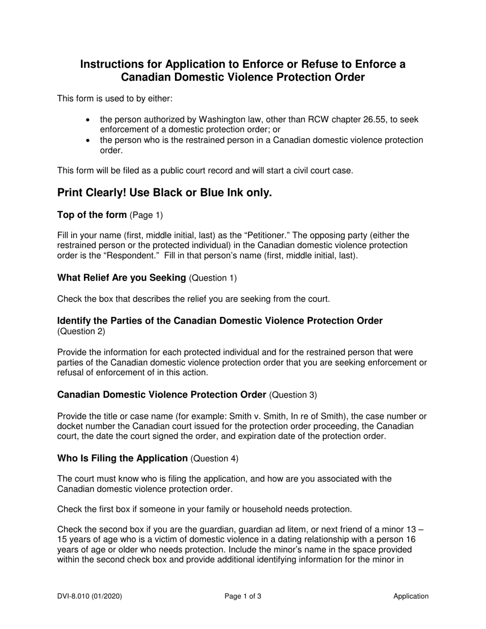Download Instructions For Form Wpf Dv 8 010 Application For Order To Enforce Or Refuse To