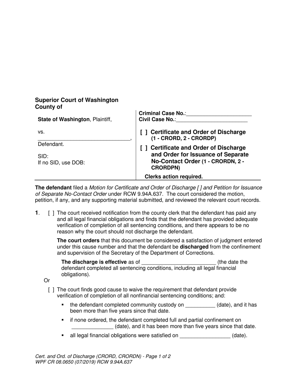 Form WPF CR08.0650 - Fill Out, Sign Online and Download Printable PDF ...