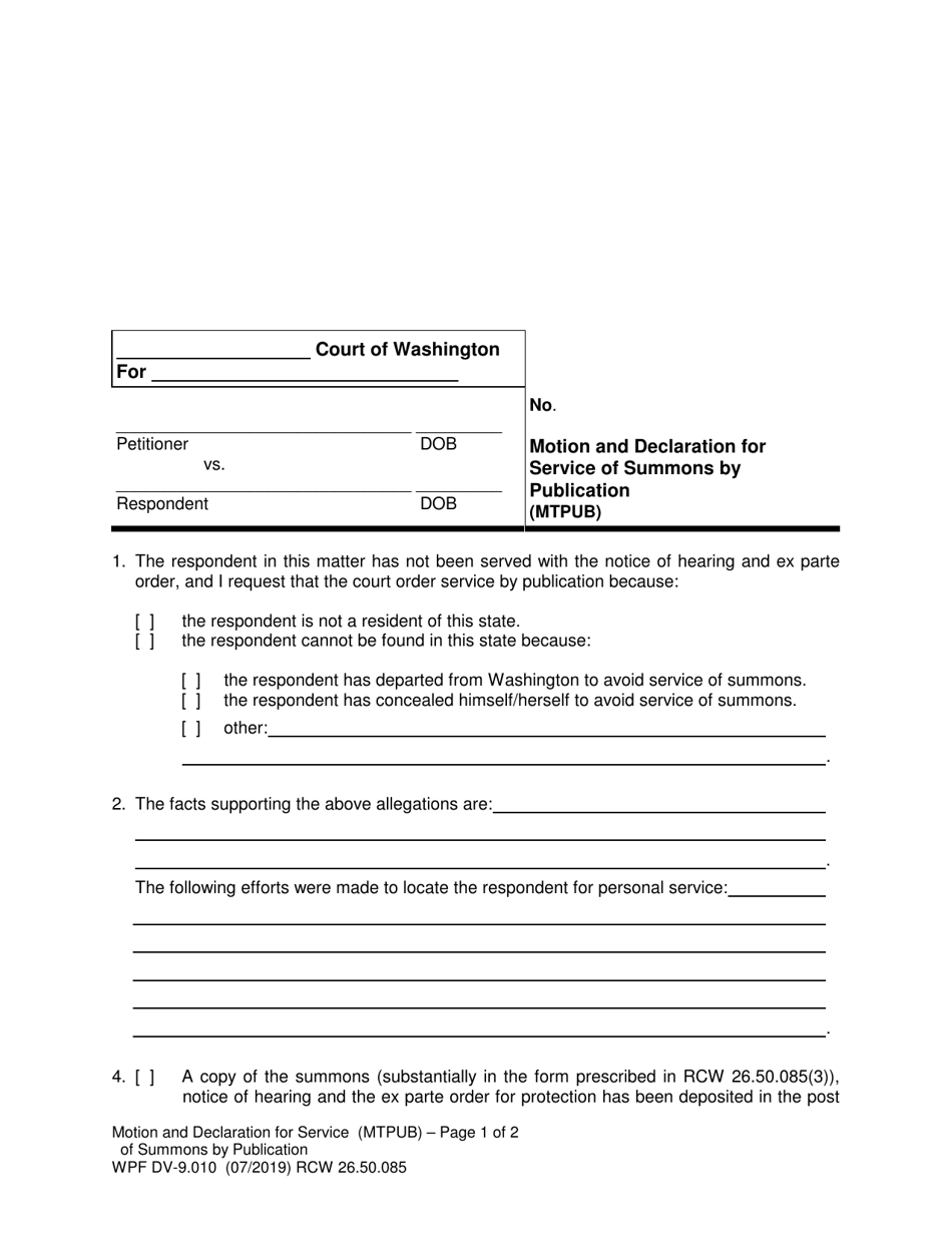 Form WPF DV-9.010 - Fill Out, Sign Online and Download Printable PDF ...