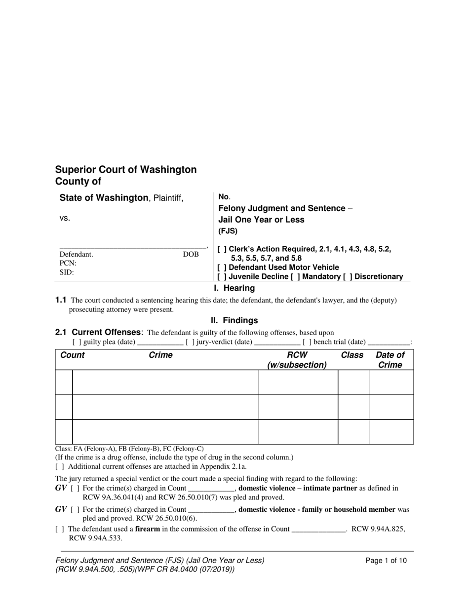 Form WPF CR84.0400 J - Fill Out, Sign Online and Download Printable PDF ...
