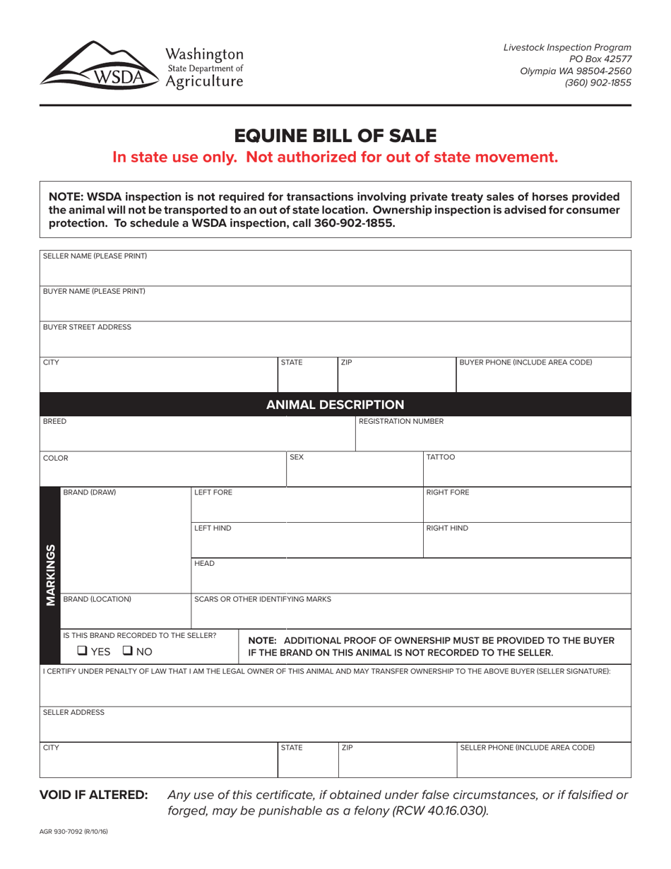 AGR Form 930-7092 - Fill Out, Sign Online and Download Printable PDF ...