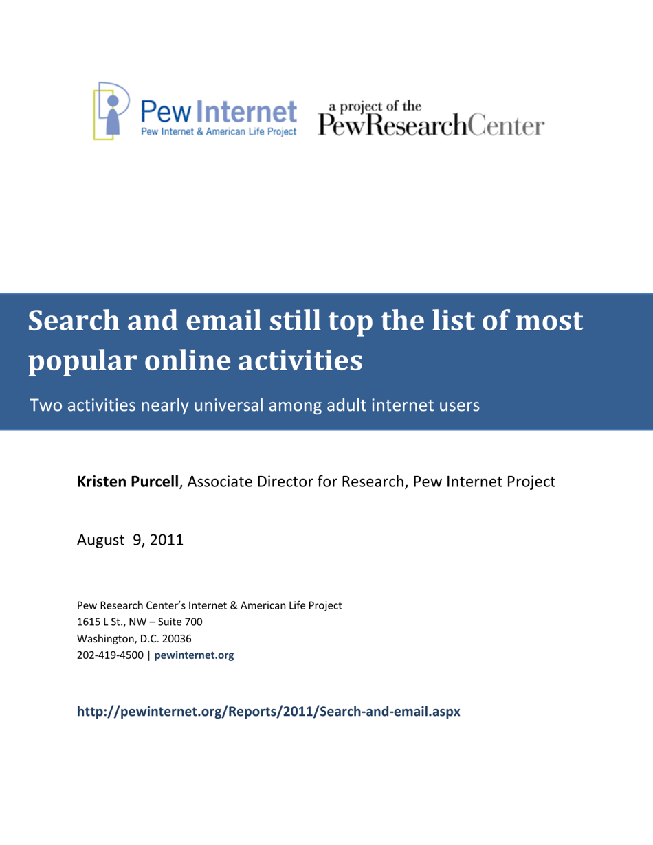 Search and Email Still Top the List of Most Popular Online Activities ...