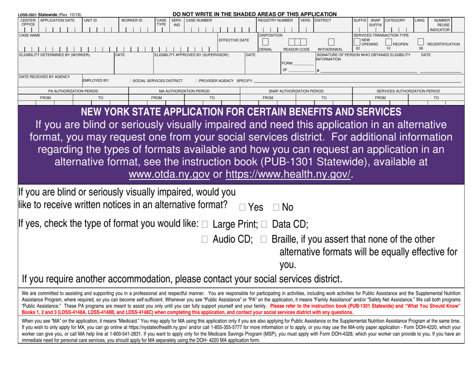 Form LDSS-2921 - Fill Out, Sign Online and Download Printable PDF, New ...