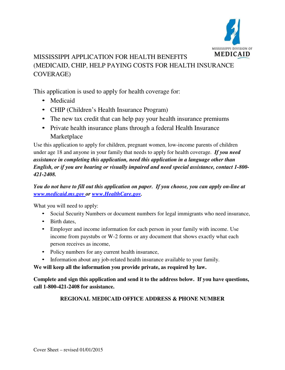Mississippi Mississippi Application for Health Benefits (Medicaid, Chip ...