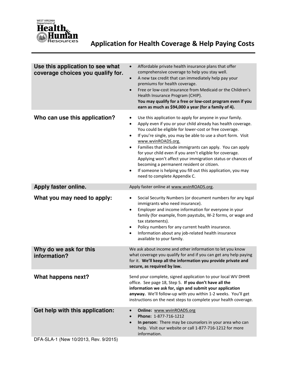 Form DFA-SLA-1 - Fill Out, Sign Online and Download Printable PDF, West ...