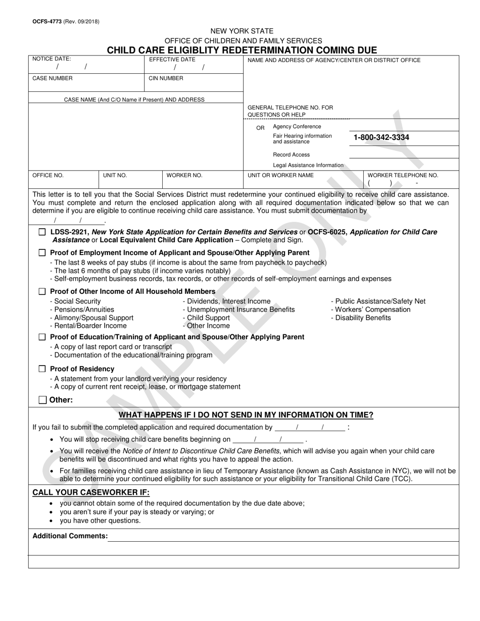 Sample Form OCFS-4773 - Fill Out, Sign Online and Download Printable ...