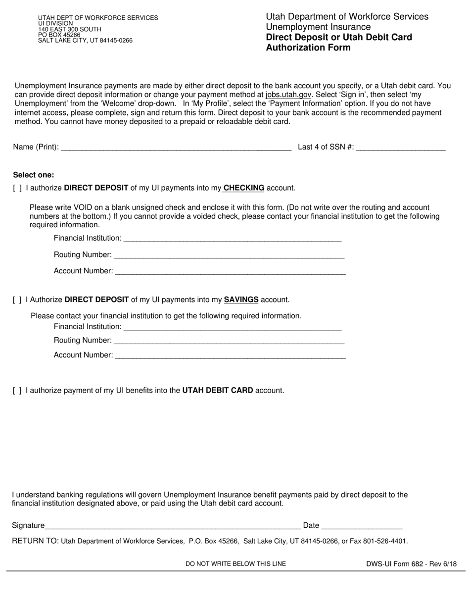 DWS-UI Form 682 - Fill Out, Sign Online and Download Printable PDF ...