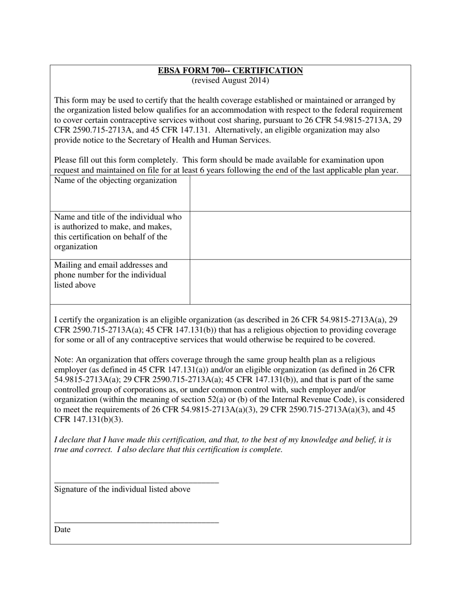 EBSA Form 700 - Fill Out, Sign Online and Download Printable PDF ...