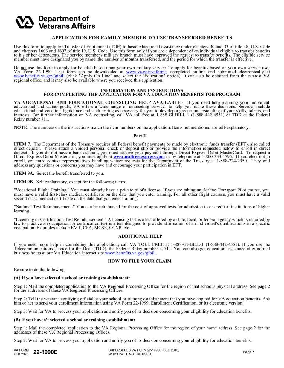 VA Form 22-1990E - Fill Out, Sign Online and Download Fillable PDF ...