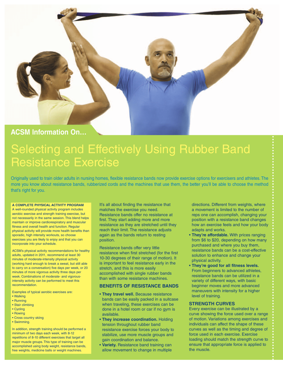 Selecting and Effectively Using Rubber Band Resistance Exercise - Acsm ...