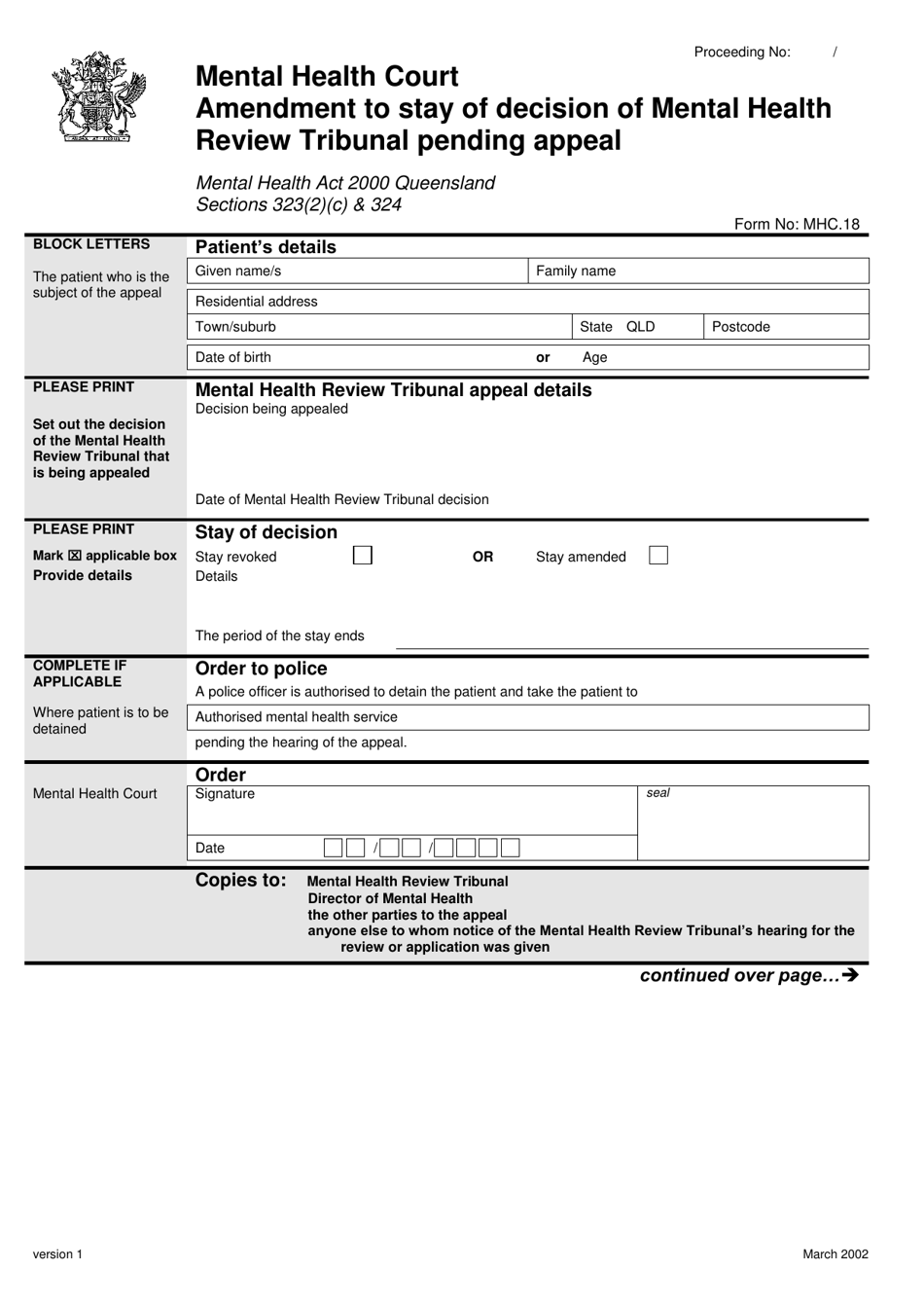 Form MHC.18 - Fill Out, Sign Online and Download Printable PDF ...