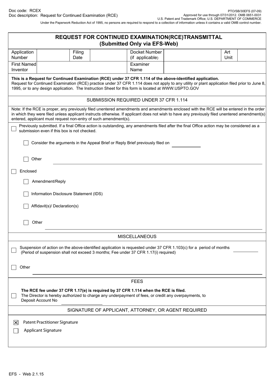 Form PTO/SB/30EFS - Fill Out, Sign Online and Download Fillable PDF ...