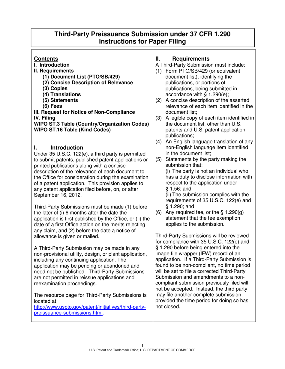 Download Instructions for Form PTO/SB/429 Third-Party Submission Under ...