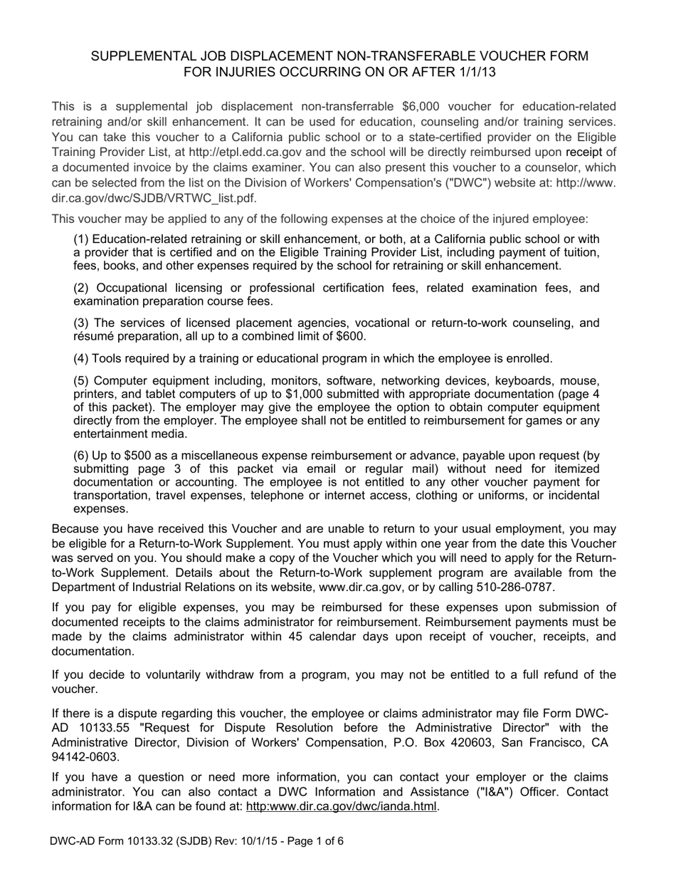 DWC-AD Form 10133.32 - Fill Out, Sign Online and Download Fillable PDF ...