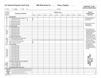 Form PA-5/623 Download Printable PDF or Fill Online Mill Rate Worksheet ...