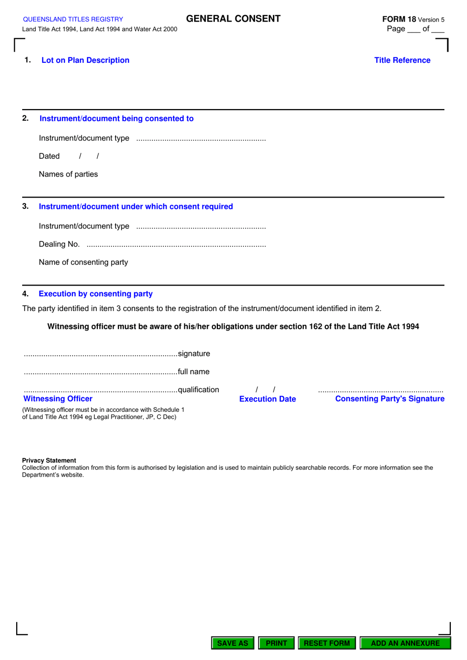 Form 18 - Fill Out, Sign Online and Download Fillable PDF, Queensland ...