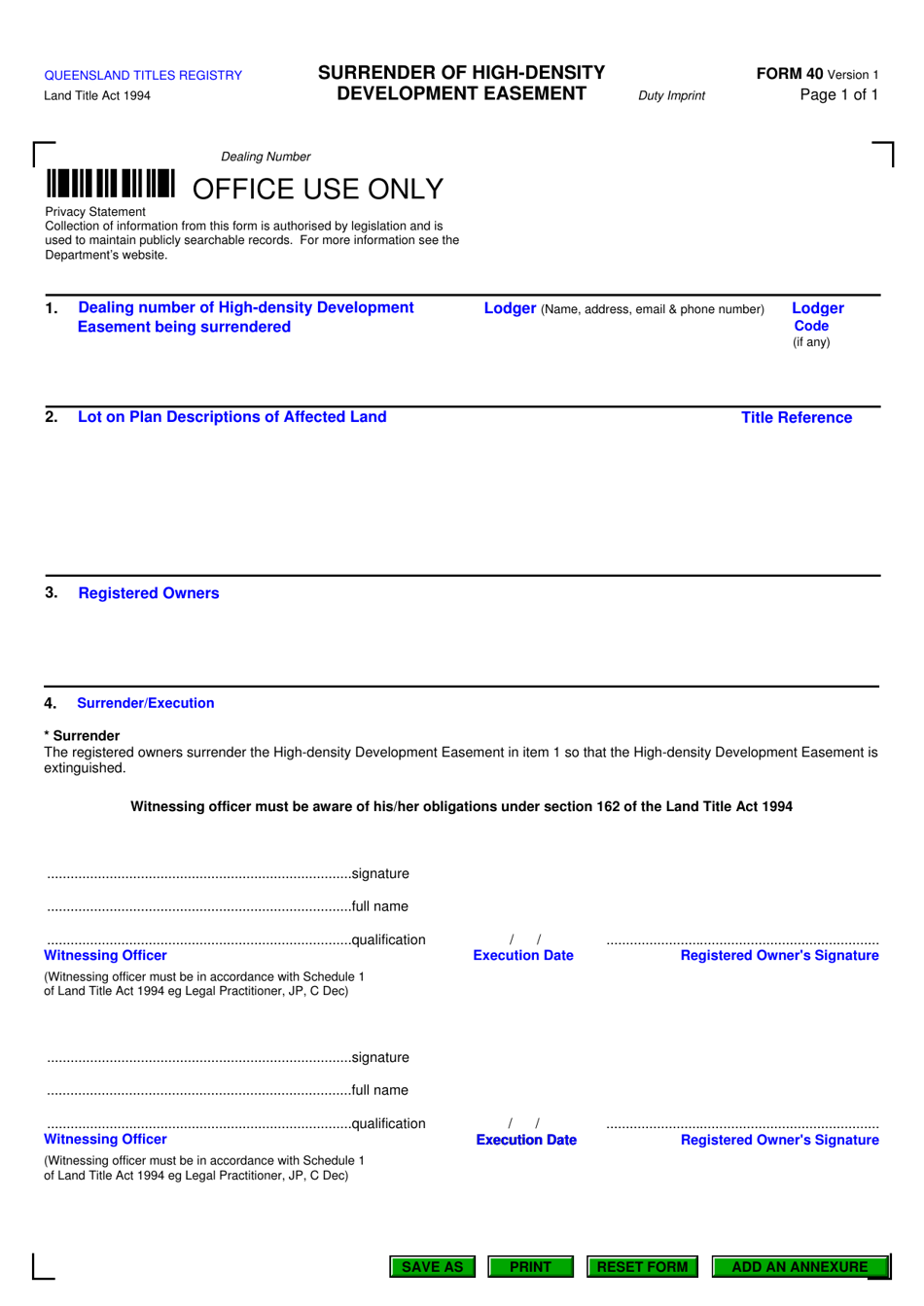 Form 40 - Fill Out, Sign Online and Download Fillable PDF, Queensland ...