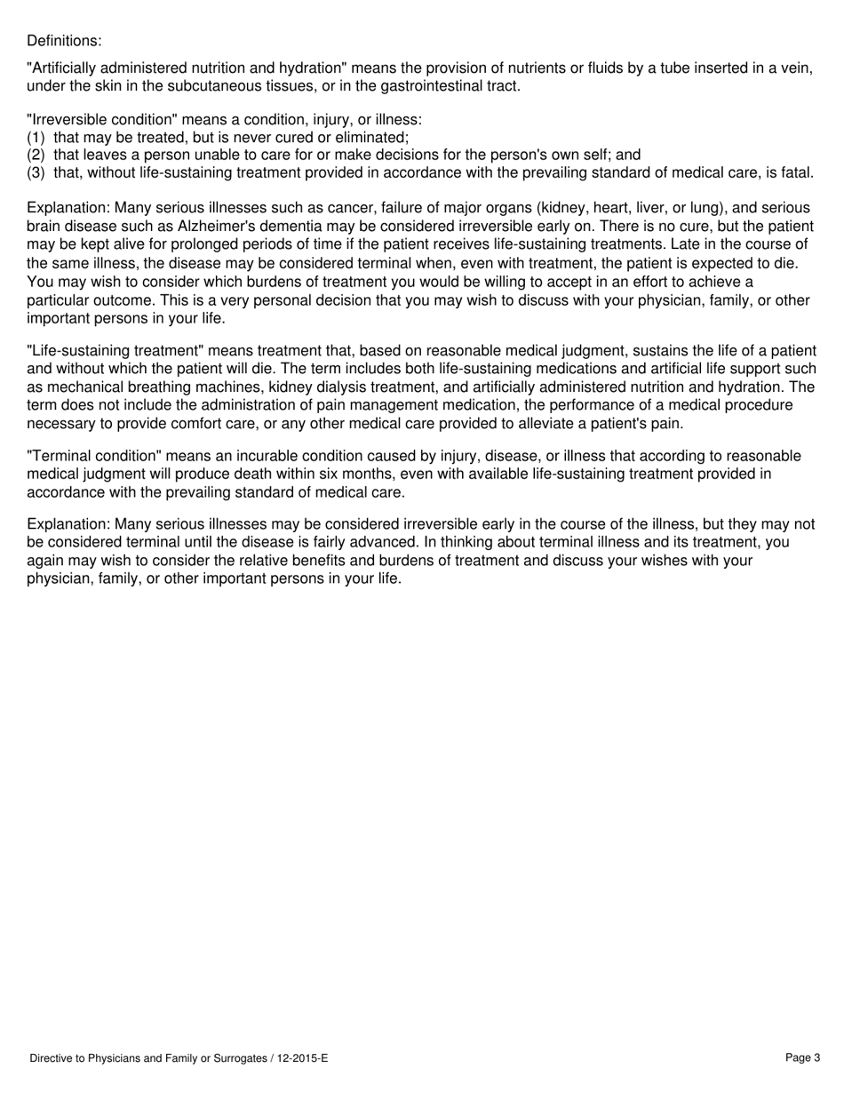 Texas Directive to Physicians and Family or Surrogates - Fill Out, Sign ... Texas Directive to Physicians and Family or Surrogates - Fill Out, Sign ...