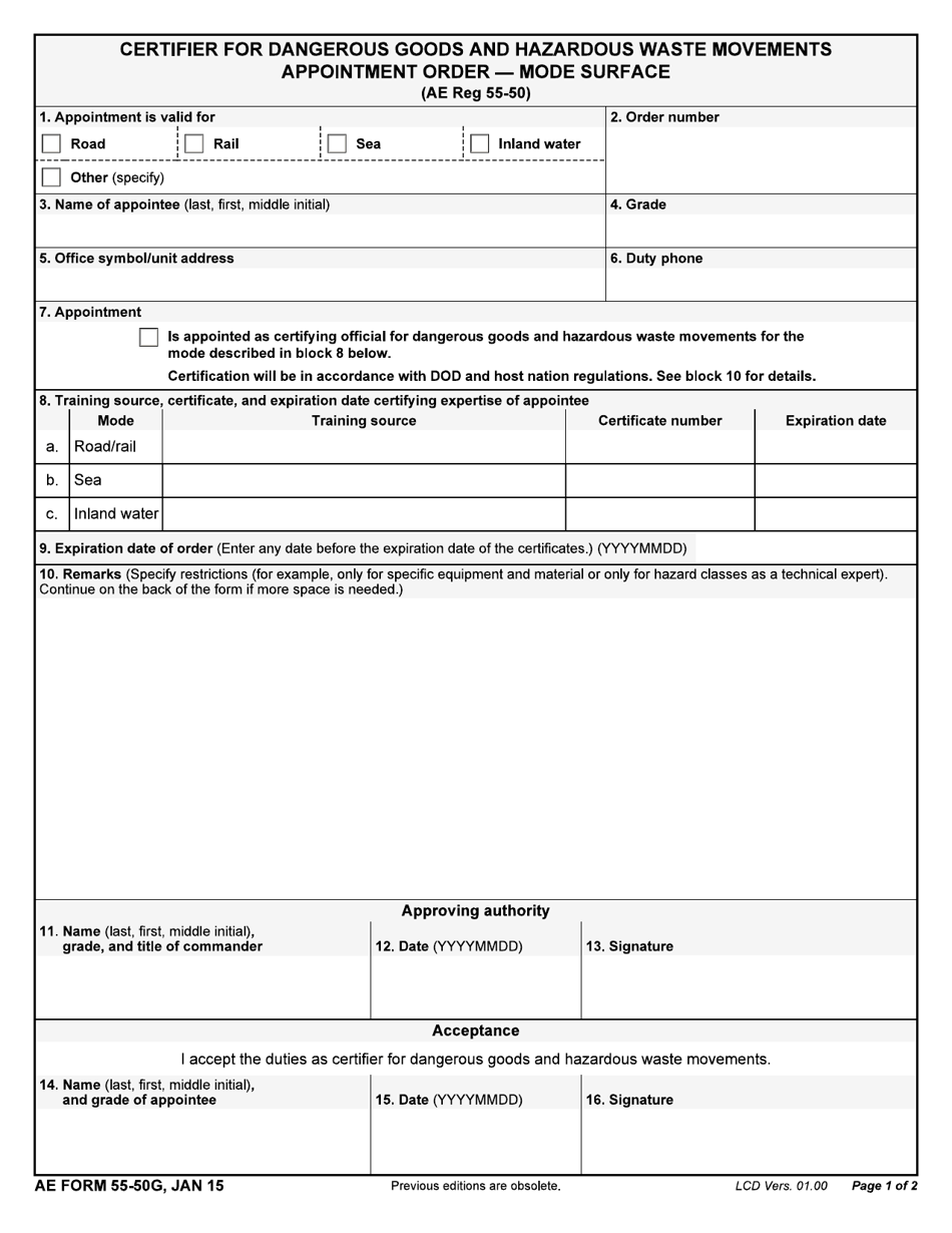 AE Form 55-50G - Fill Out, Sign Online and Download Fillable PDF ...