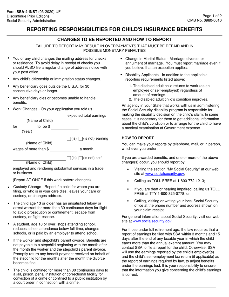 Form SSA-4-INST - Fill Out, Sign Online and Download Fillable PDF ...