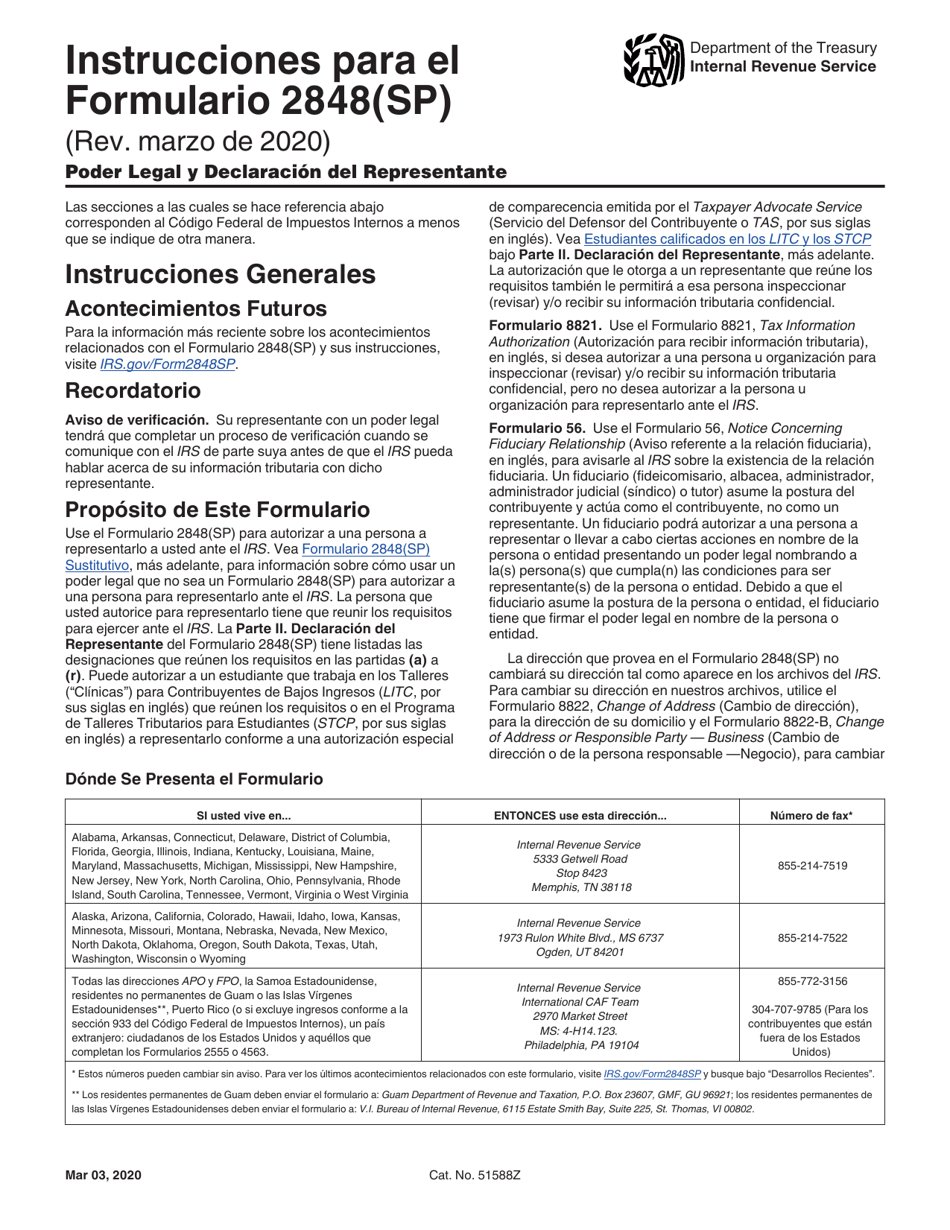 Download Instrucciones para IRS Formulario 2848(SP) Poder Legal Y ...