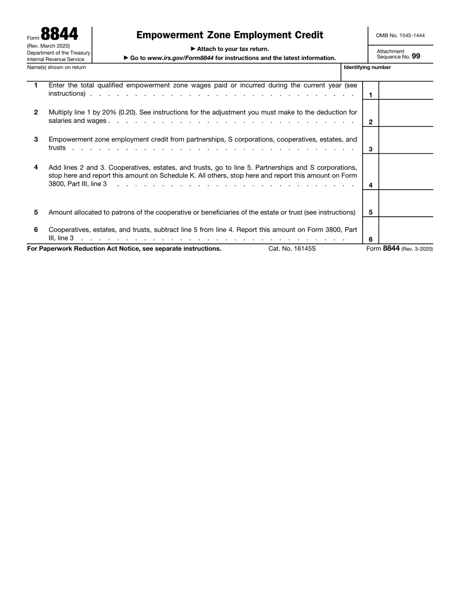 IRS Form 8844 Download Fillable PDF or Fill Online Empowerment Zone ...