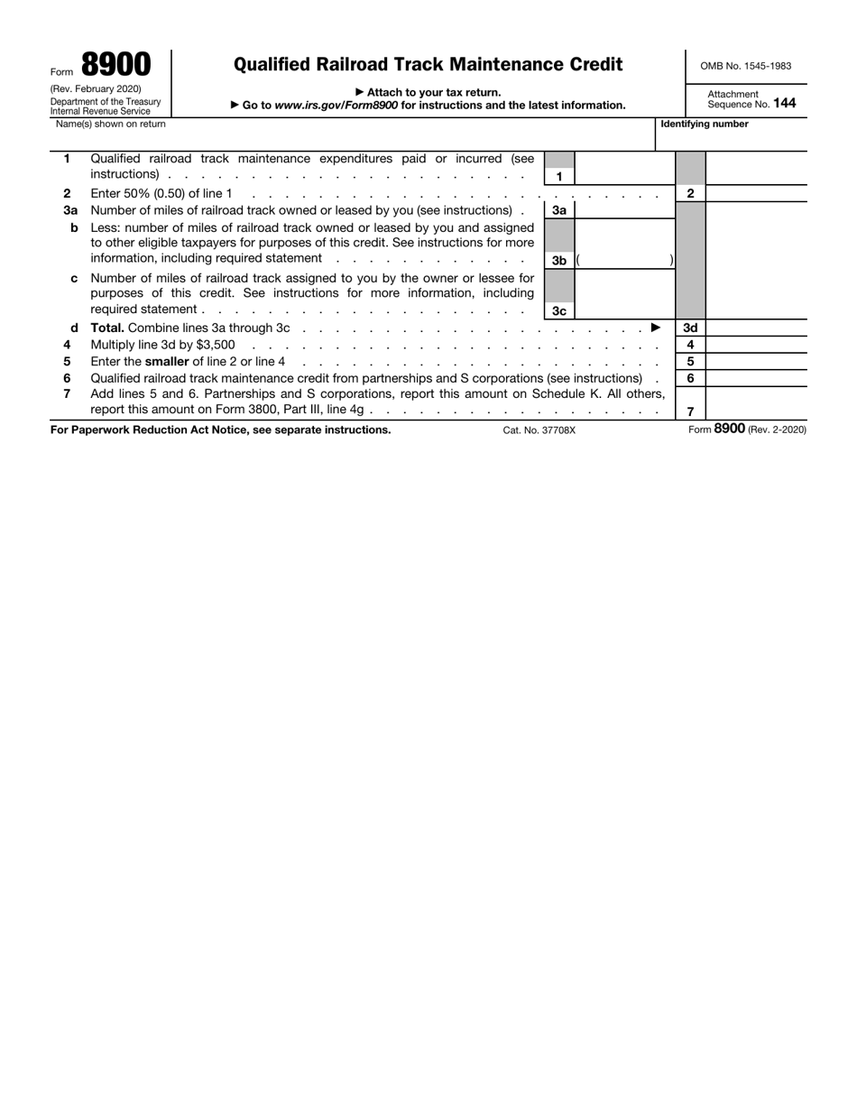 IRS Form 8900 Download Fillable PDF or Fill Online Qualified Railroad ...