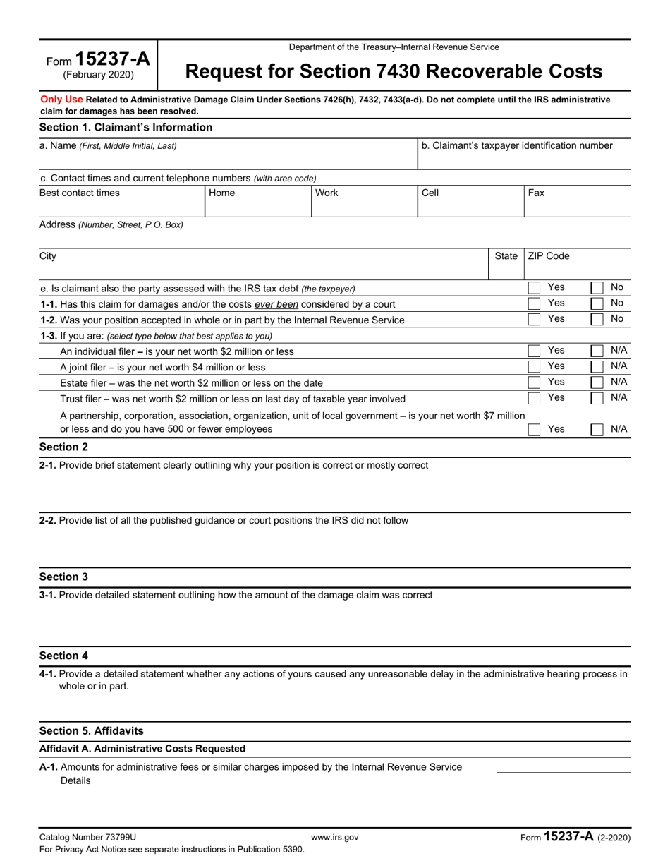 IRS Form 15237-A - Fill Out, Sign Online and Download Fillable PDF ...