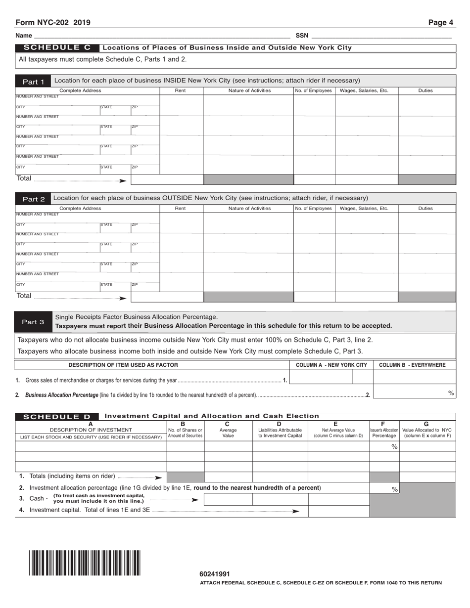 Form NYC-202 - 2019 - Fill Out, Sign Online and Download Printable PDF ...