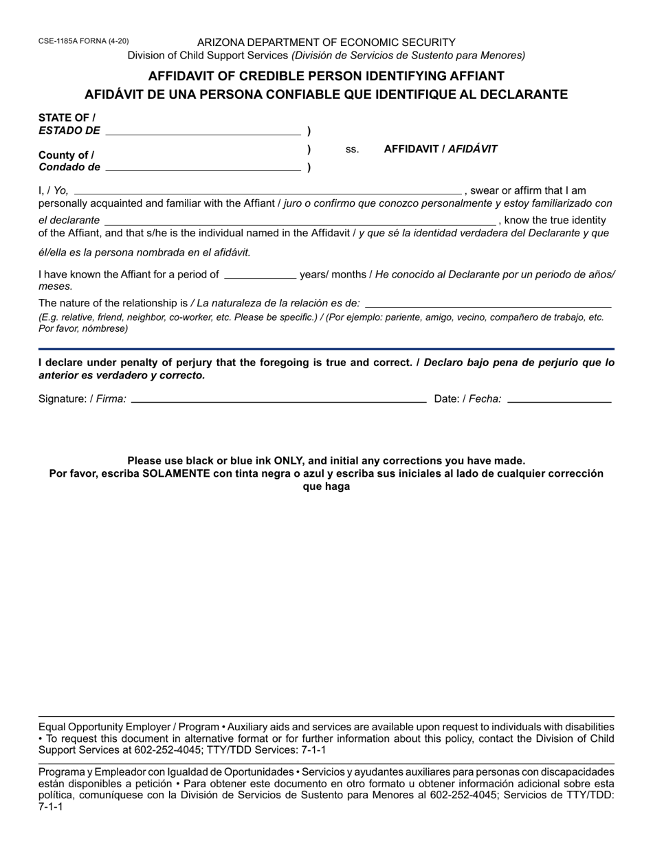Form CSE-1185A - Fill Out, Sign Online and Download Fillable PDF ...