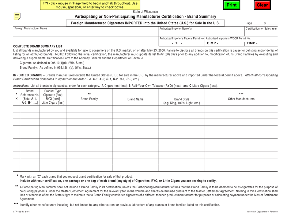 Form CTP-123 - Fill Out, Sign Online and Download Fillable PDF ...