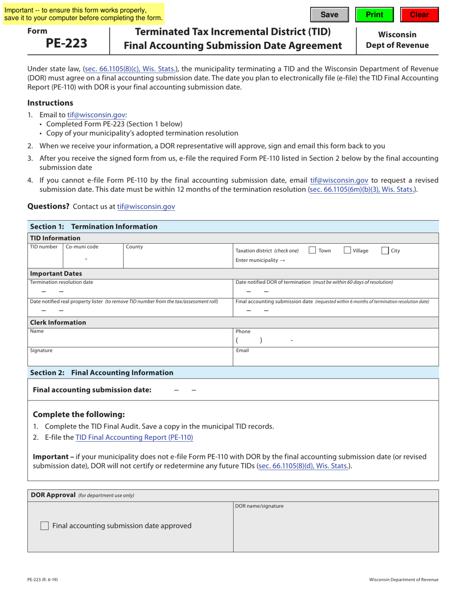 Form PE-223 - Fill Out, Sign Online and Download Fillable PDF ...
