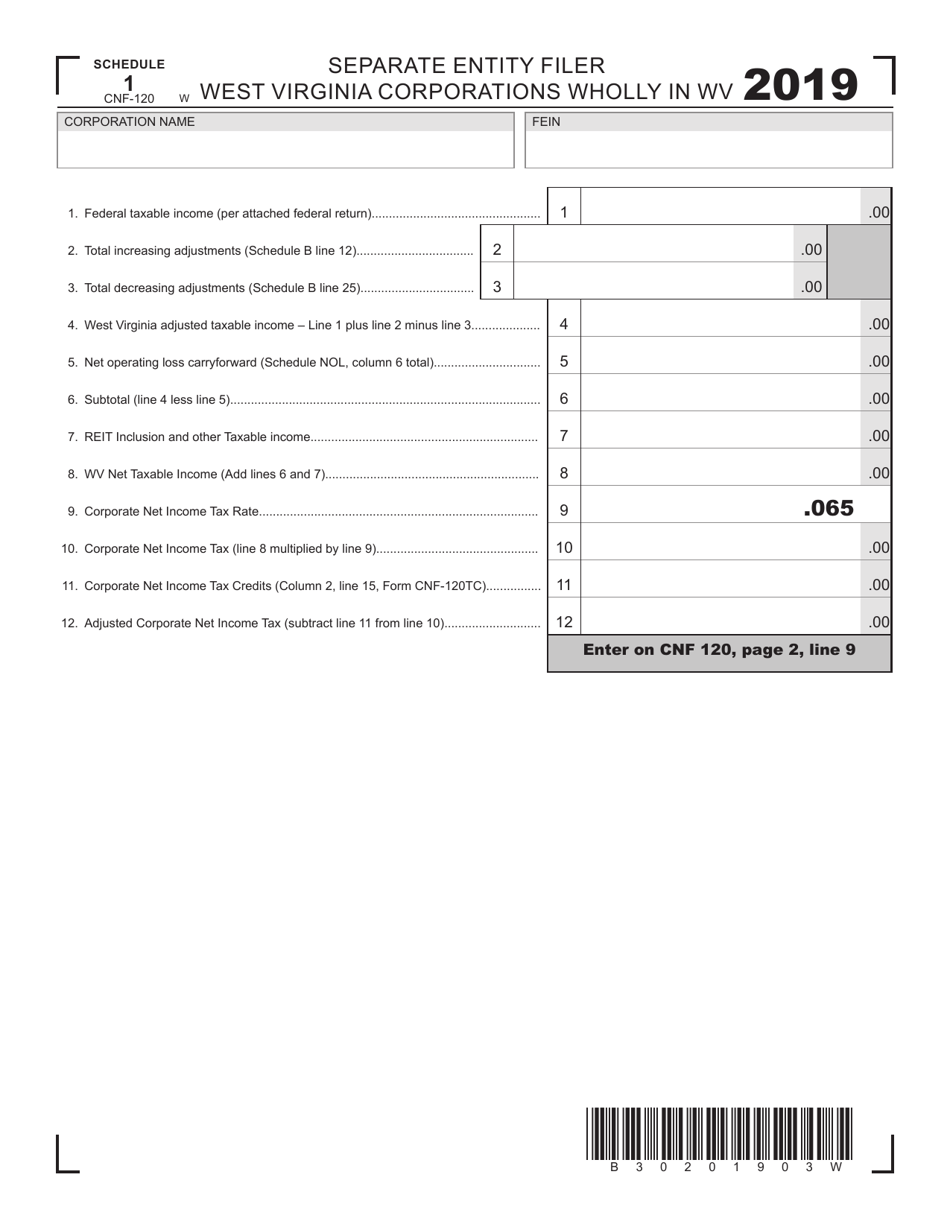 Form CNF-120 Schedule 1 - 2019 - Fill Out, Sign Online and Download ...