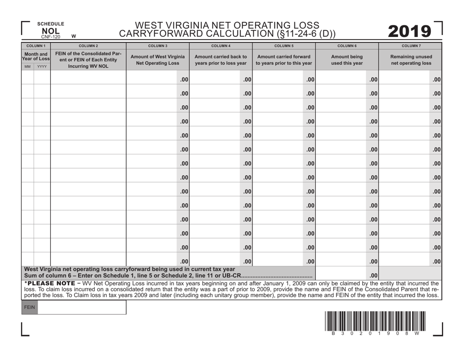 Form CNF-120 Schedule NOL - 2019 - Fill Out, Sign Online and Download ...