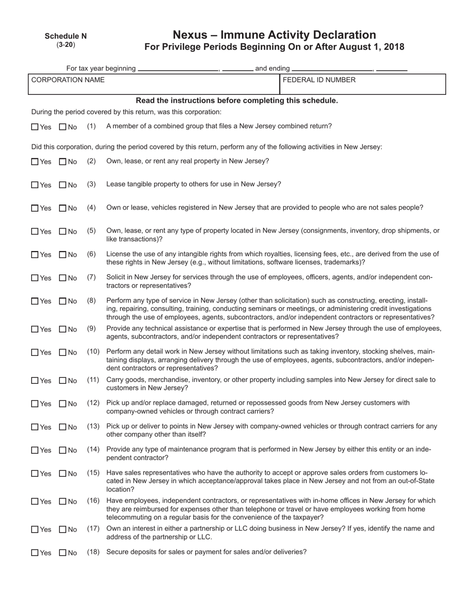Schedule N Download Printable PDF or Fill Online Nexus - Immune ...
