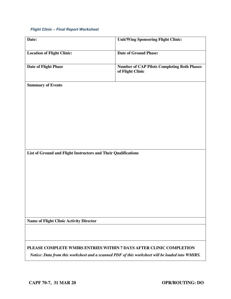 CAP Form 70-7 - Fill Out, Sign Online and Download Fillable PDF ...