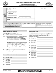 USCIS Form I-765 Download Fillable PDF or Fill Online Application for ...