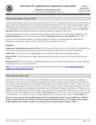 Download Instructions for USCIS Form I-765 Application for Employment ...