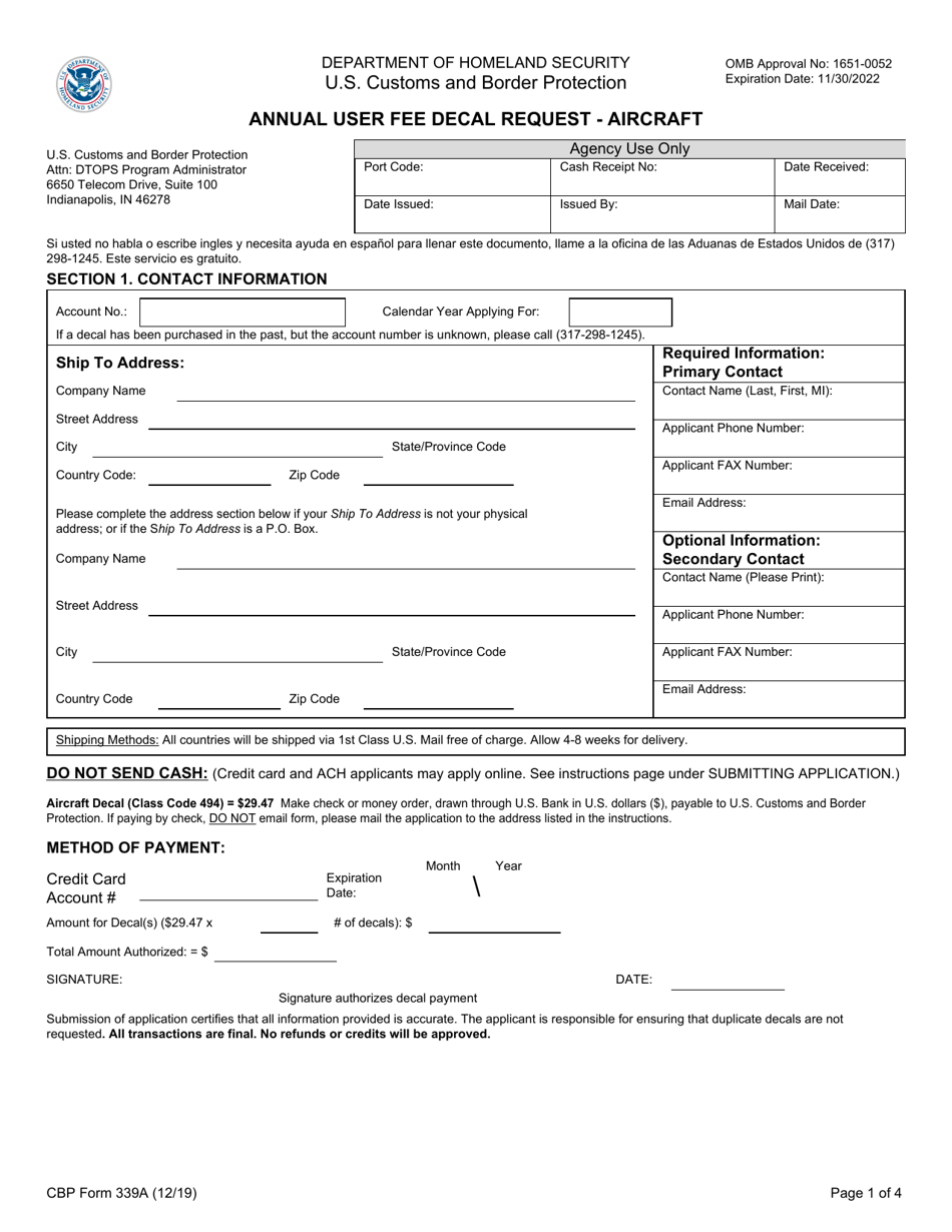CBP Form 339A - Fill Out, Sign Online and Download Fillable PDF ...