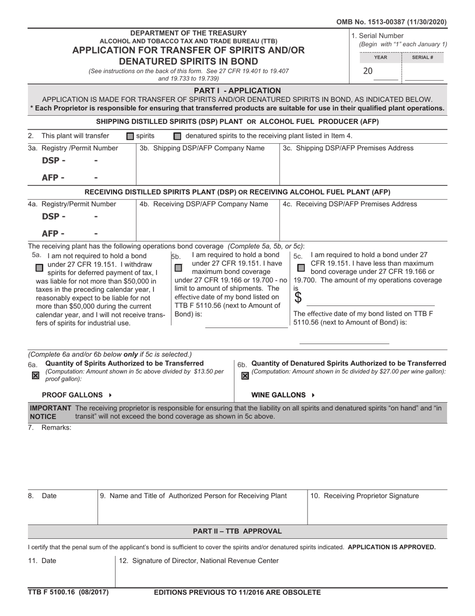TTB Form 5100.16 Download Fillable PDF or Fill Online Application for ...