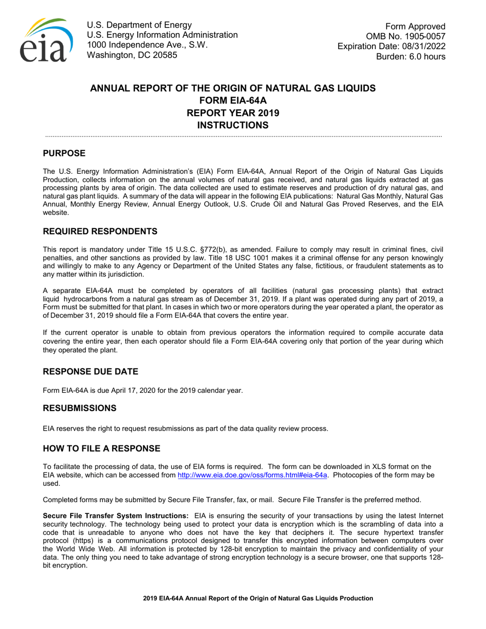 Download Instructions for Form EIA-64A Annual Report of the Origin of ...