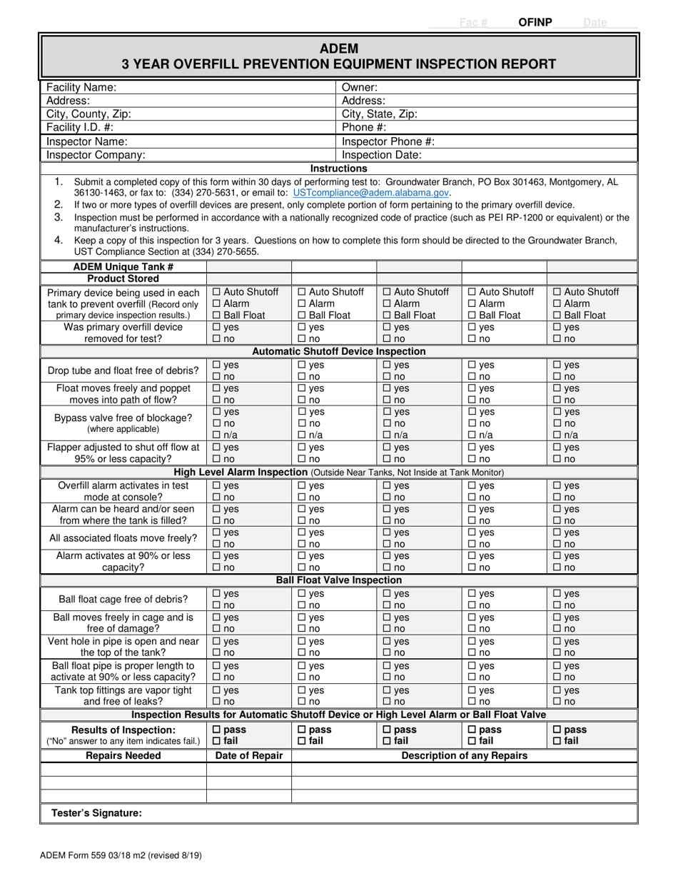ADEM Form 559 - Fill Out, Sign Online and Download Printable PDF ...