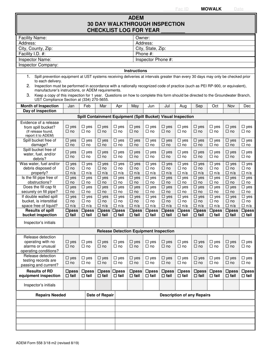 ADEM Form 558 - Fill Out, Sign Online and Download Printable PDF ...
