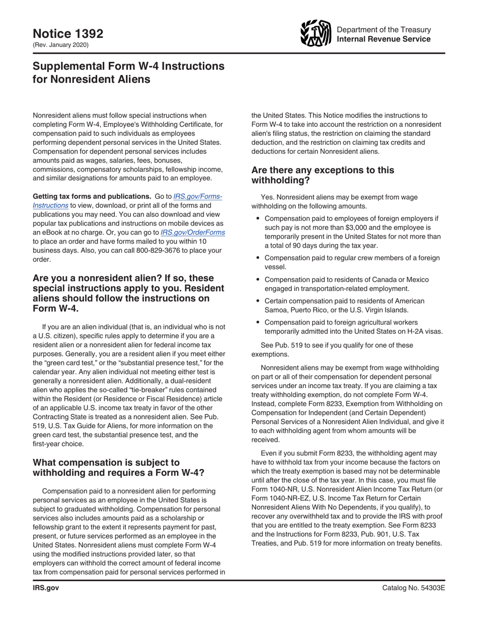 Download Instructions for IRS Form W-4 Employee's Withholding ...