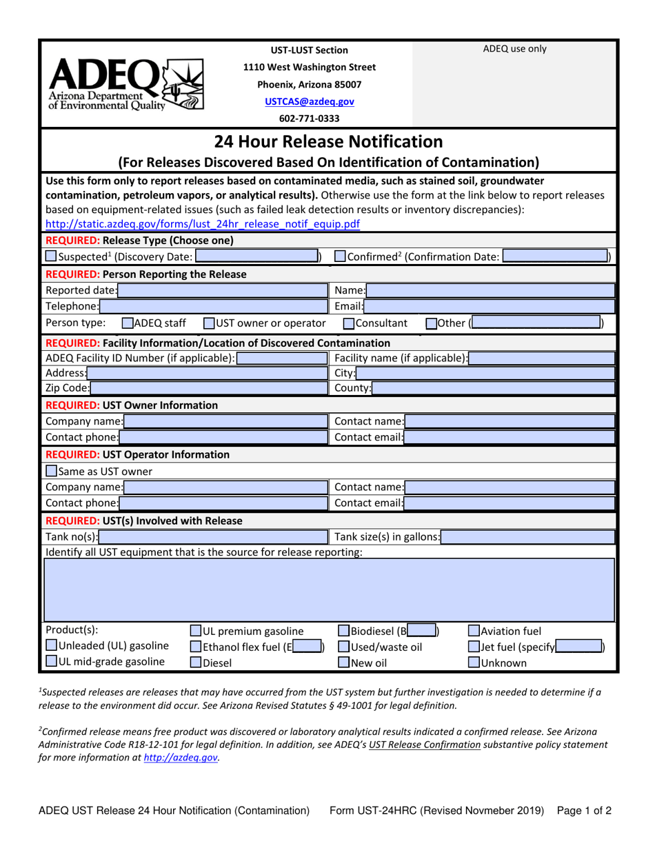 Form UST-24HRC - Fill Out, Sign Online and Download Fillable PDF ...