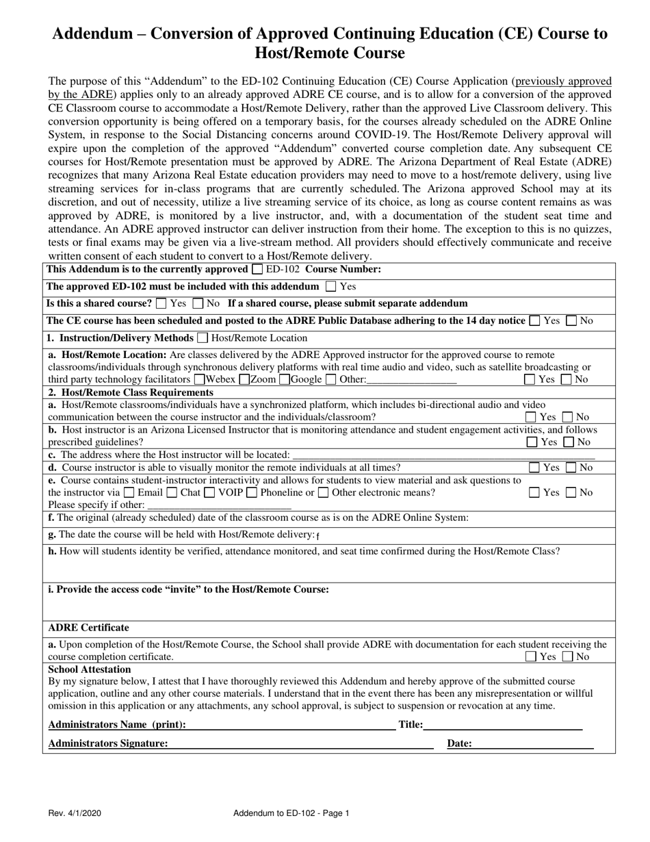 Form ED-102 - Fill Out, Sign Online and Download Fillable PDF, Arizona ...